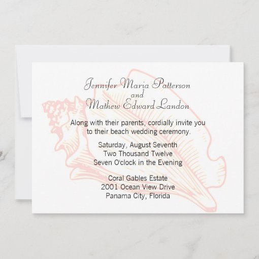 Beach Theme Seashell Wedding Invitation | Zazzle