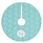 Beach Theme Shell Monogram Turquoise Brushed Polyester Tree Skirt | Zazzle