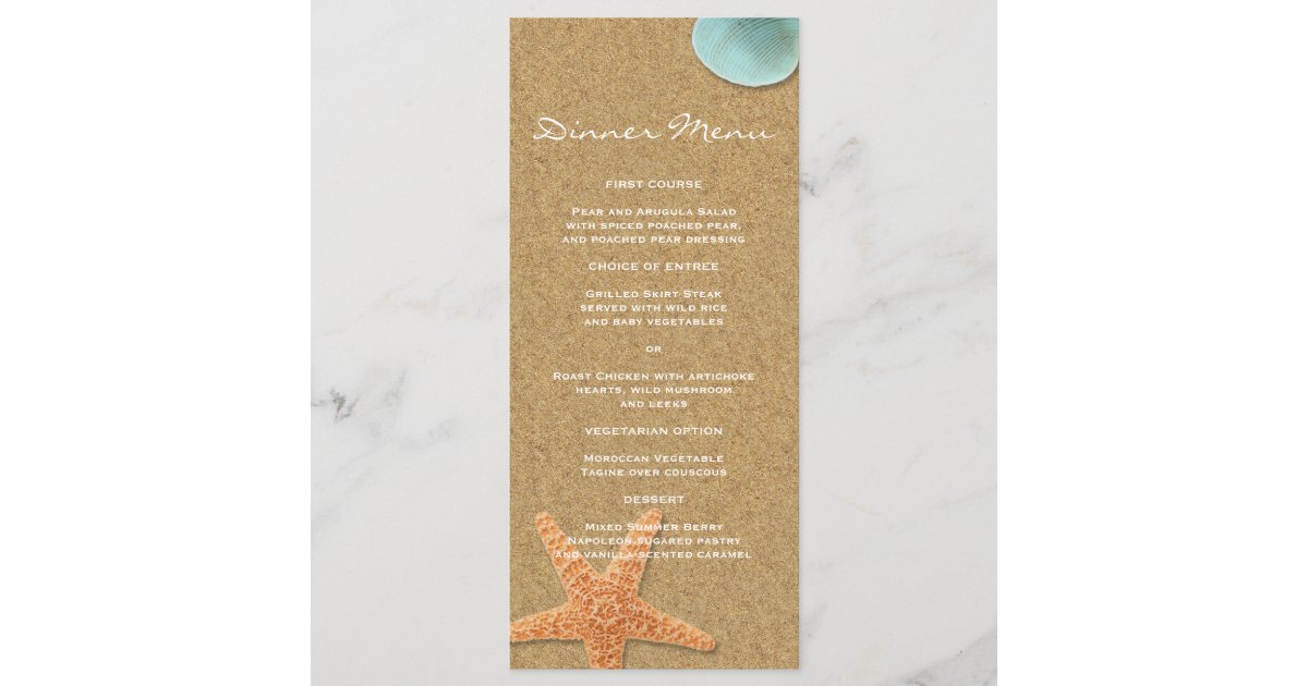 Beach Theme Slim Dinner Menu | Zazzle.com