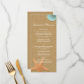 Beach Theme Slim Dinner Menu | Zazzle