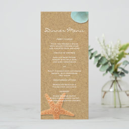 Beach Theme Slim Dinner Menu | Zazzle