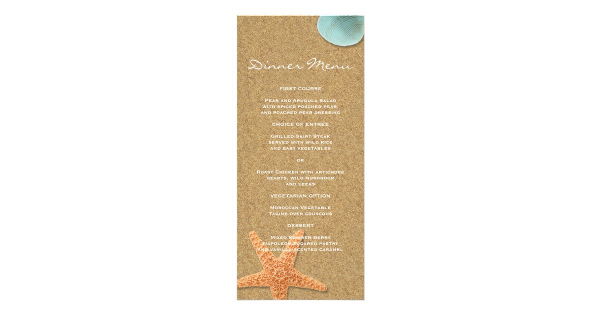 Beach Theme Slim Dinner Menu | Zazzle.com