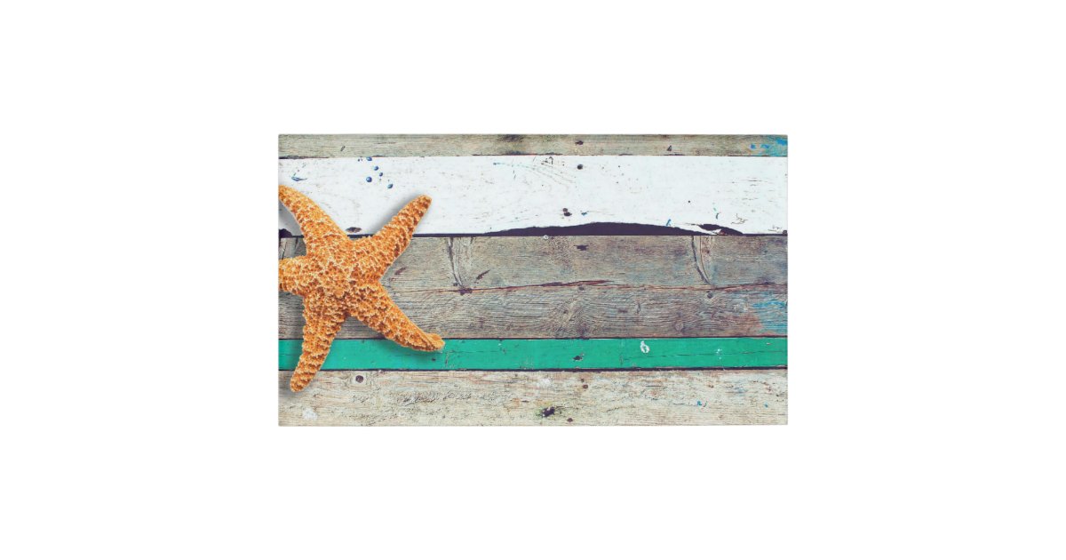 Beach Theme Starfish Wedding Rustic Name Tag | Zazzle