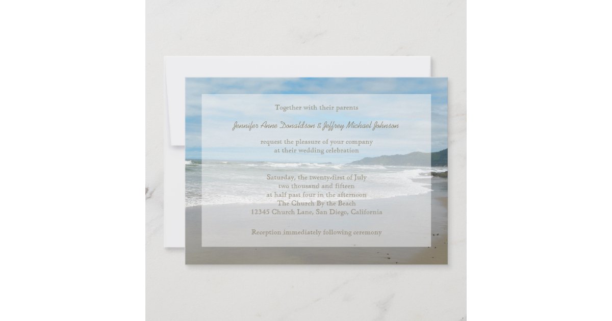 Beach Theme Wedding Invitations, Sandy Beach Invitation | Zazzle