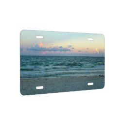 Beach Themed, A Beach With White Sands, Blue Water License Plate | Zazzle