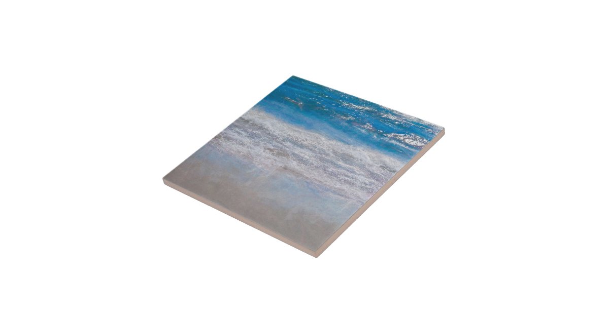 Beach Themed Blue White Ocean Waves Nautical Ceramic Tile | Zazzle