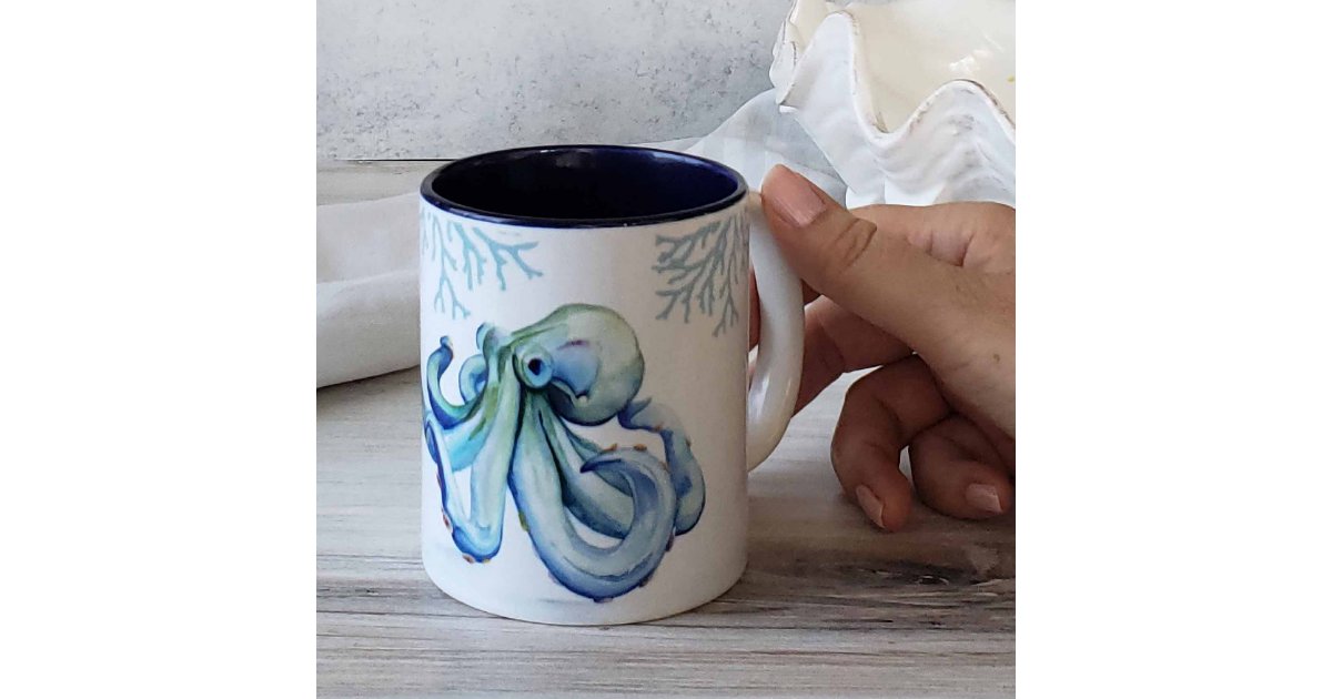 Beach Themed Coffee Mugs Blue Octopus | Zazzle