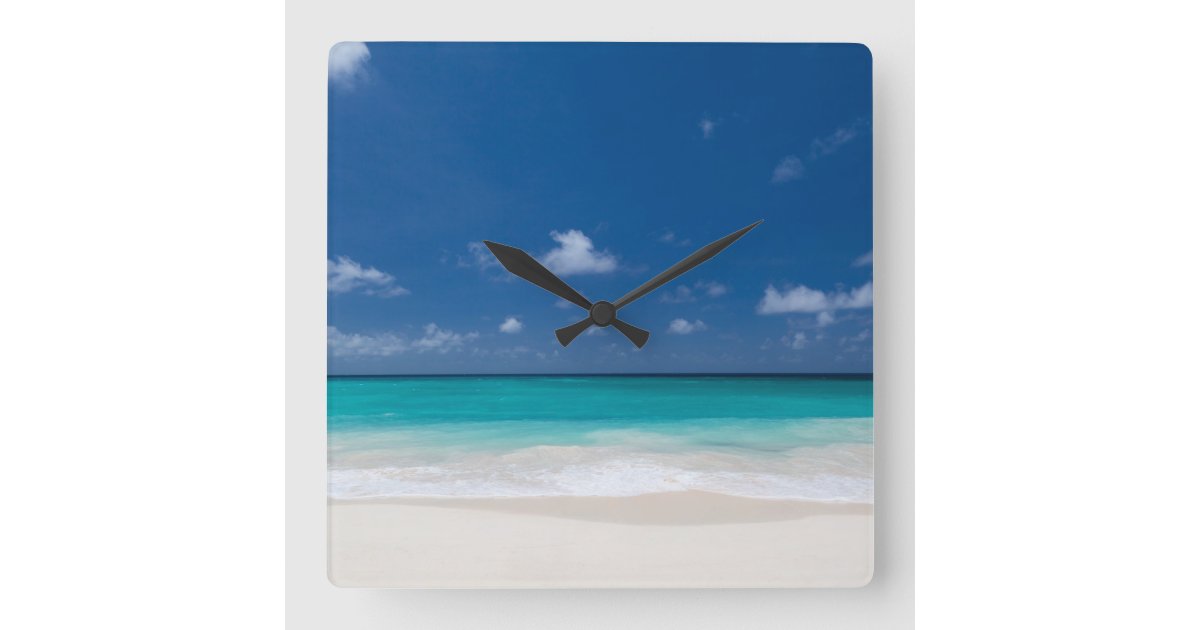 Beach Themed Gifts Large Square Wall Clock | Zazzle