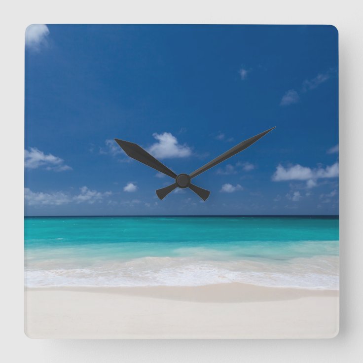 Beach Themed Gifts Large Square Wall Clock | Zazzle