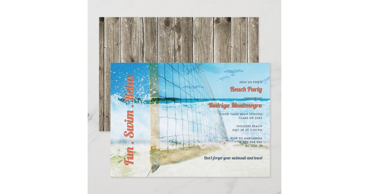 Beach Themed Graduation Party High School Casual Invitation | Zazzle