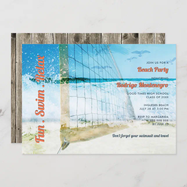 Beach Themed Graduation Party High School Casual Invitation | Zazzle