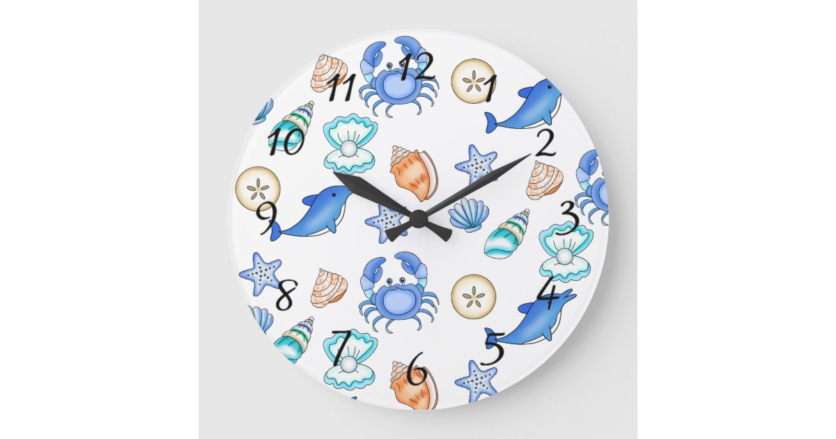 Beach Themed Oceanic Art Large Clock | Zazzle