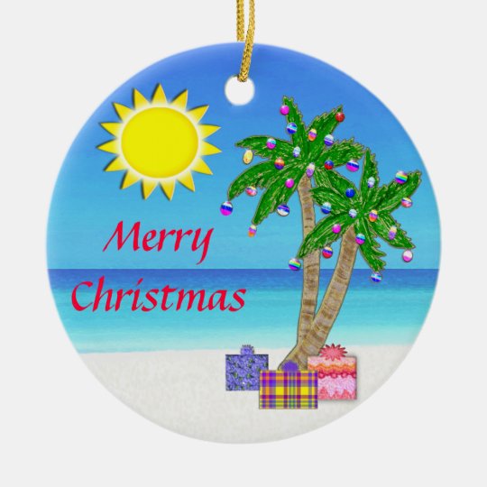 Beach Themed Ornaments, Merry Christmas! Ceramic Ornament | Zazzle.com