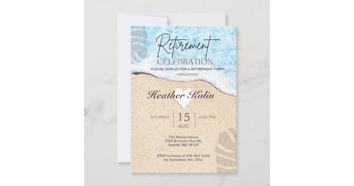 Beach Themed Retirement Party Online Printable Invitation | Zazzle