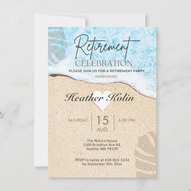 Beach Themed Retirement Party Online Printable Invitation | Zazzle