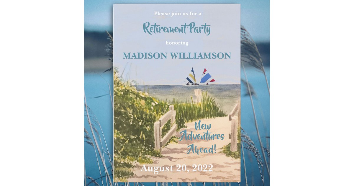 Beach Themed Sailboats Retirement Party Invitation | Zazzle