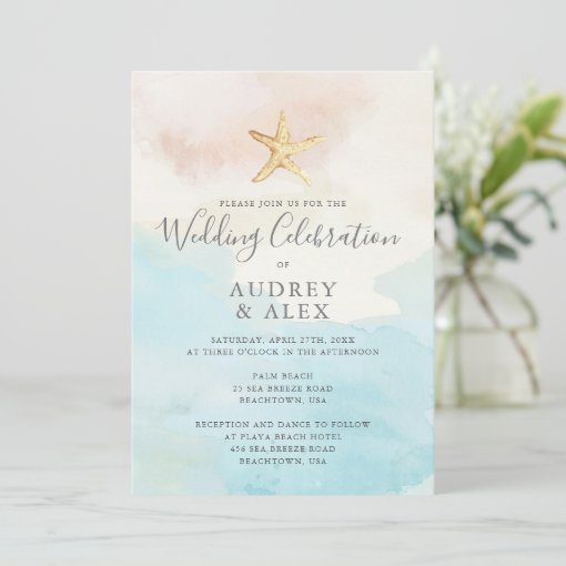 Beach Themed Wedding Invitation | Zazzle