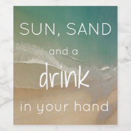 Beach Themed Wine Bottle Labels with Quote | Zazzle