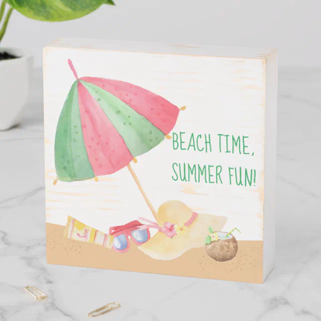 Beach Time, Summer Fun! Wooden Box Sign | Zazzle