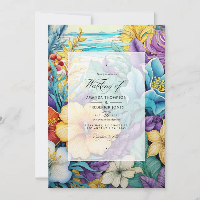 Beach Tones Floral Summer Wedding Invitation | Zazzle