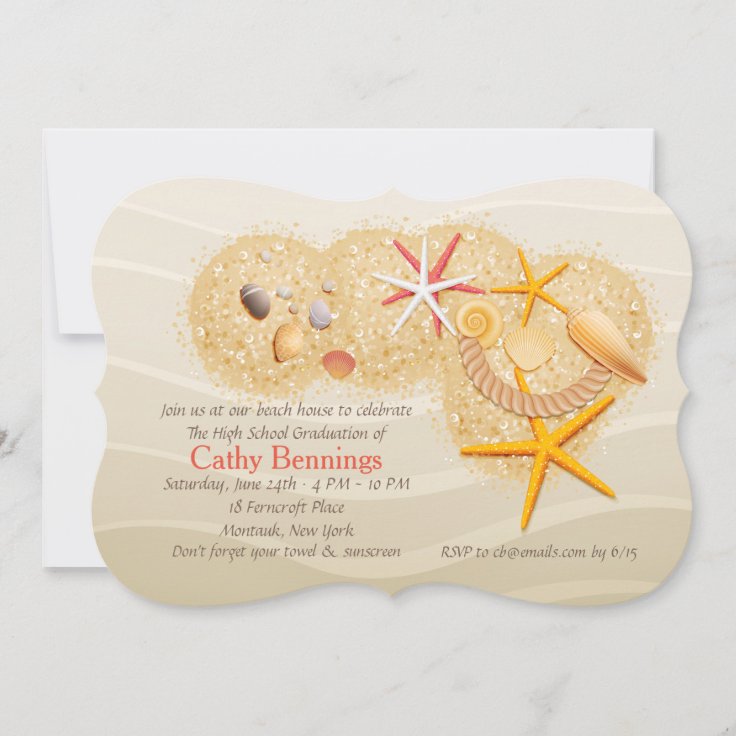 Beach Treasures Graduation Beach Party Invitation | Zazzle
