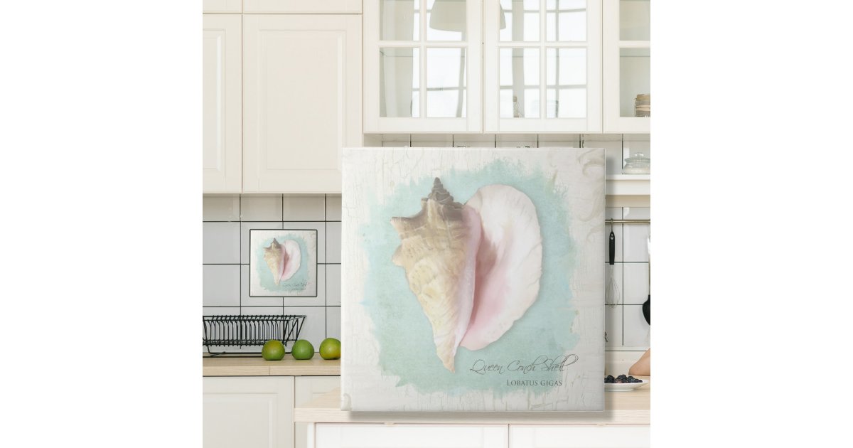 Beach Tropical Conch Shell Rustic Wood Watercolor Ceramic Tile | Zazzle