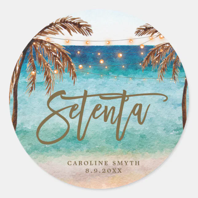 beach tropical setenta 70th birthday sticker | Zazzle