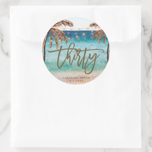 beach tropical thirty 30th birthday sticker | Zazzle
