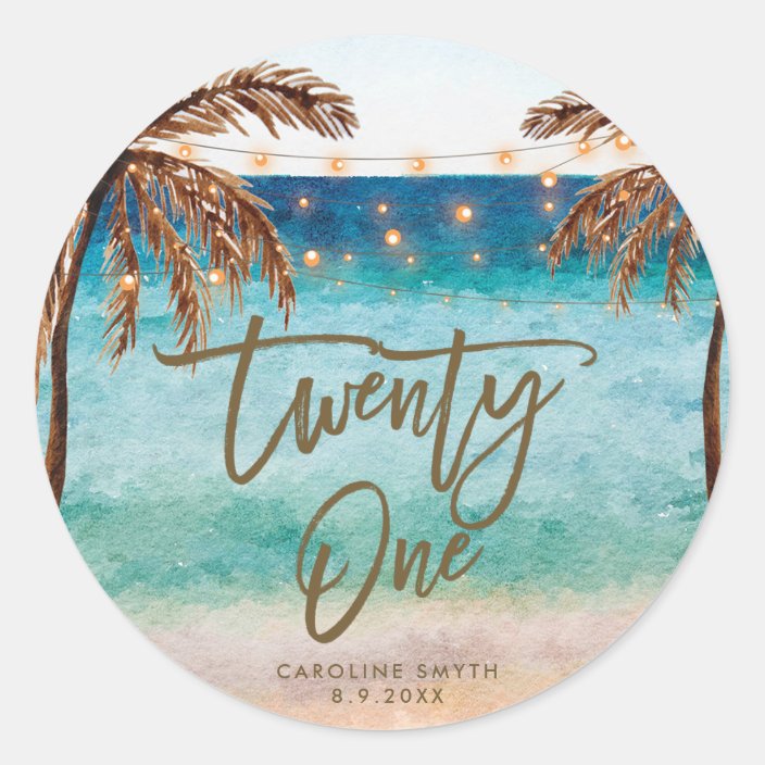 beach tropical twenty first 21st birthday sticker | Zazzle.com