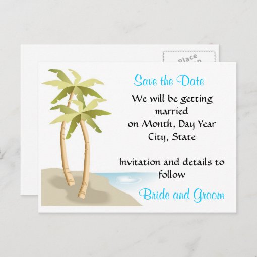 Beach/Tropical Wedding Save the Date Postcard | Zazzle