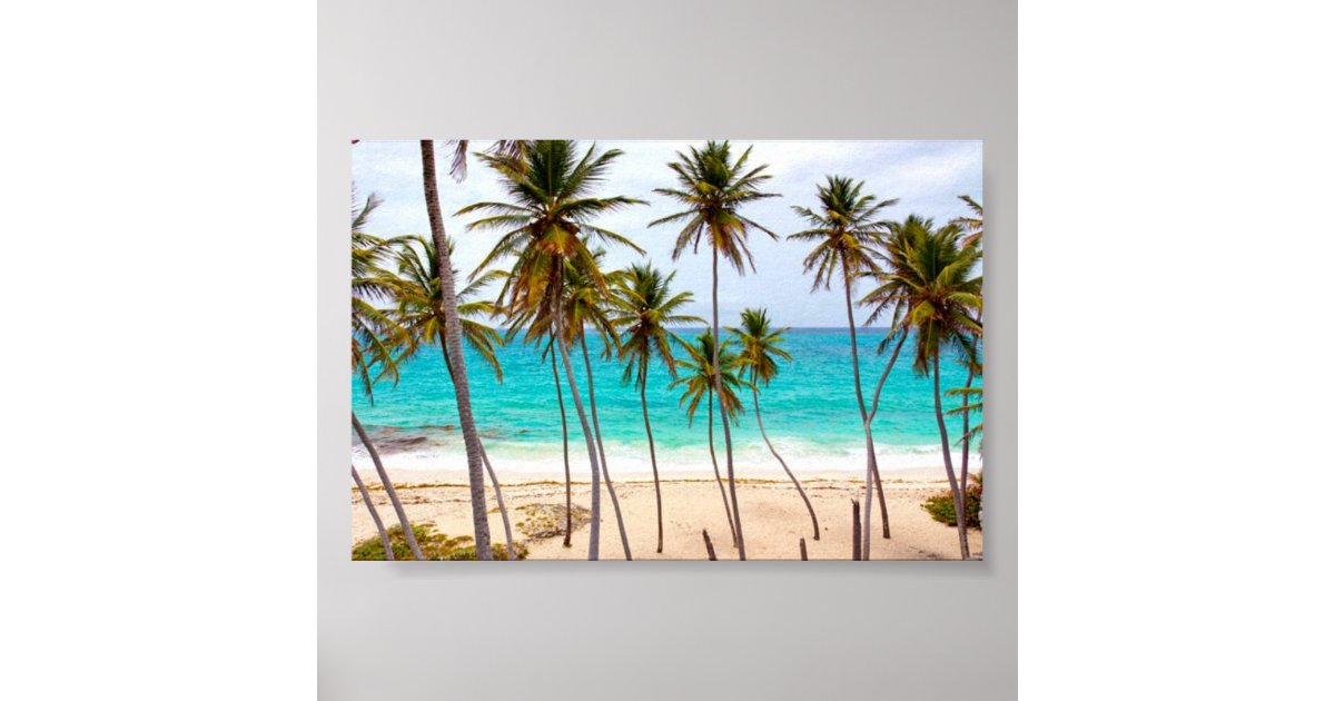 Beach Tropical with Palm Trees Poster | Zazzle