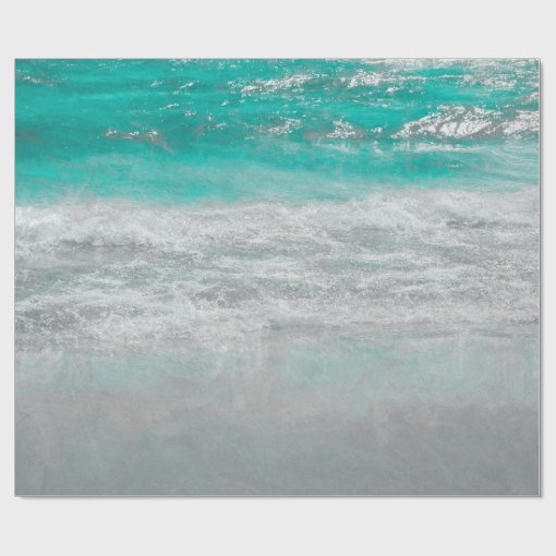 Beach Turquoise Ocean Waves Tropical Coastal Art Wrapping Paper | Zazzle