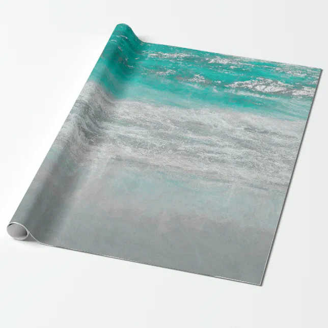 Beach Turquoise Ocean Waves Tropical Coastal Art Wrapping Paper | Zazzle