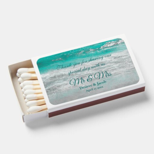Beach Turquoise Tropical Wedding Ocean Waves Matchboxes | Zazzle