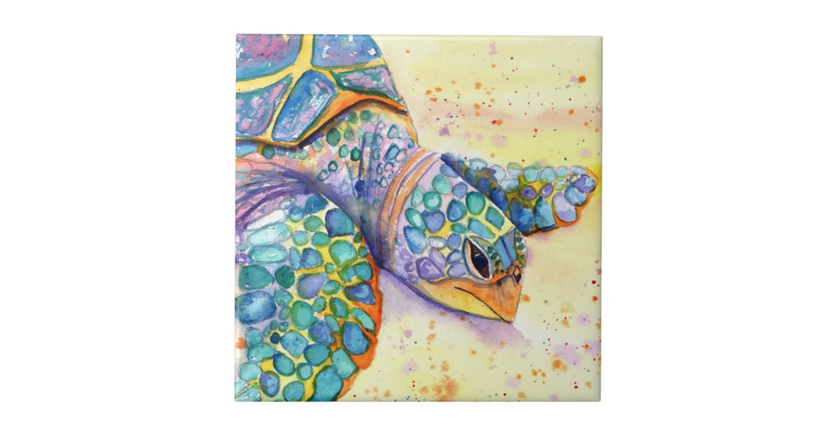 Beach Turtle Ceramic Tile | Zazzle