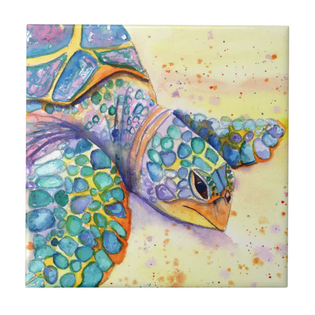 Beach Turtle Ceramic Tile | Zazzle