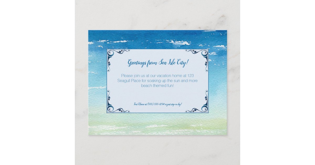 Beach Vacation Home Guest Invitation Postcard | Zazzle