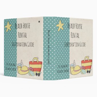 Beach Vacation House Rental Guide Instructions 3 Ring Binder | Zazzle