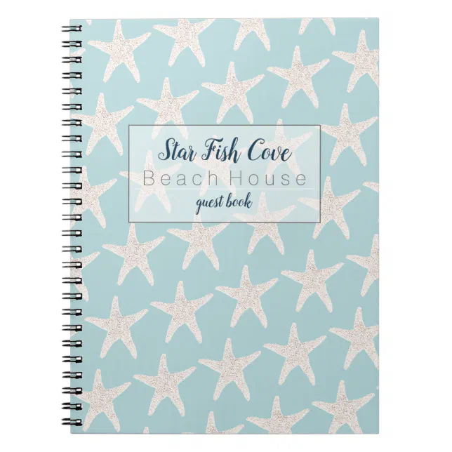 Beach Vacation Rental Star Fish Theme Guest Book | Zazzle
