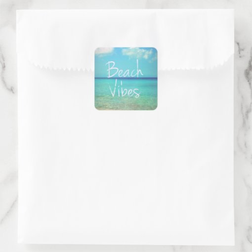 Beach vibes square sticker | Zazzle