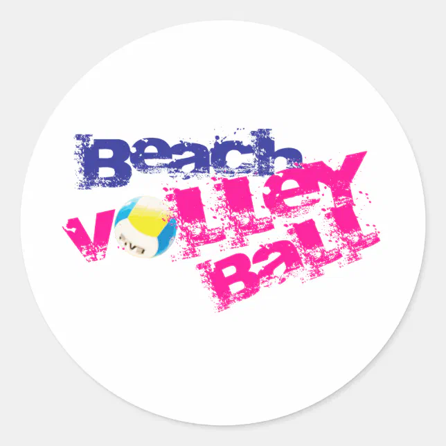 Beach Volleyball Classic Round Sticker | Zazzle
