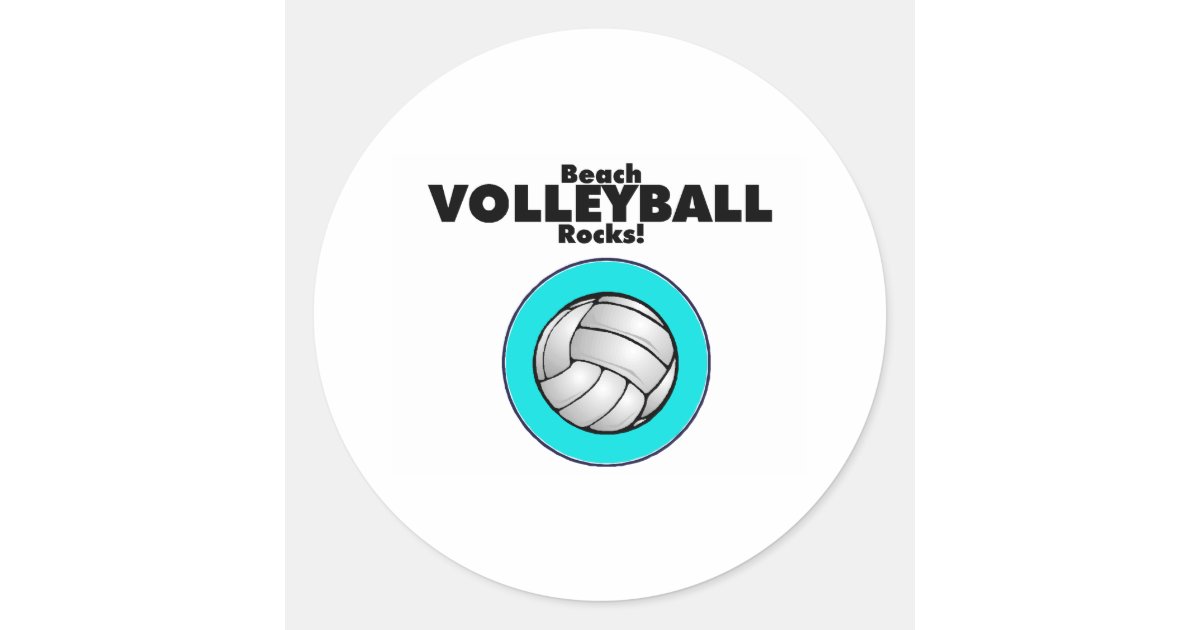 Beach Volleyball Rocks Classic Round Sticker | Zazzle