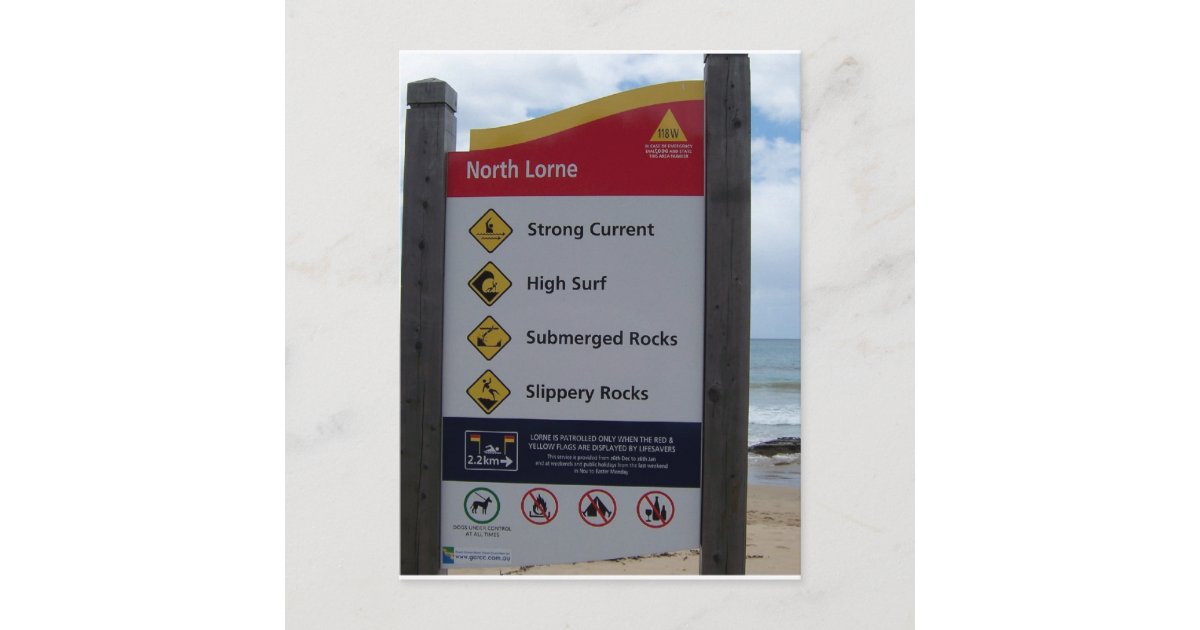 Beach Warning Sign Postcard | Zazzle