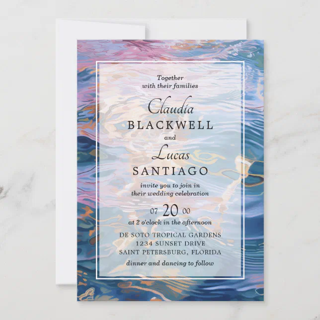 Beach Water Sunset Wedding Invitation | Zazzle