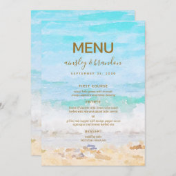 Beach Watercolor Menu | Zazzle