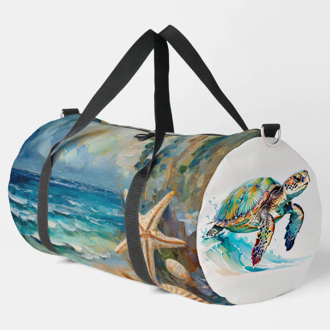 Beach Watercolor Nautical Sea Turtles Large Duffle Bag | Zazzle