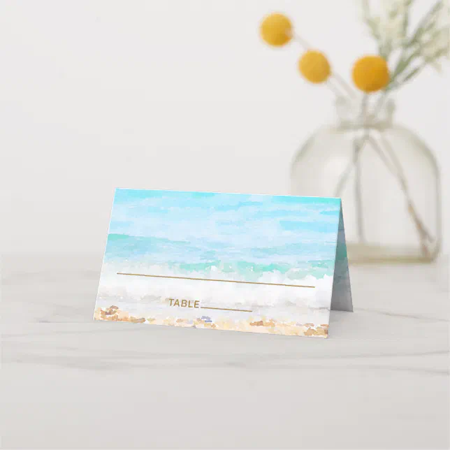 Beach Watercolor Place Card | Zazzle