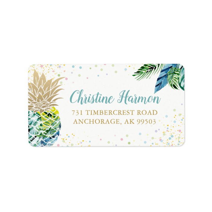 Beach Watercolor Tropical Pineapple Address Label | Zazzle.com
