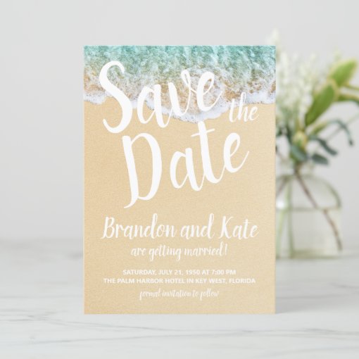 Beach Waves and Sand Save the Date Invitation | Zazzle