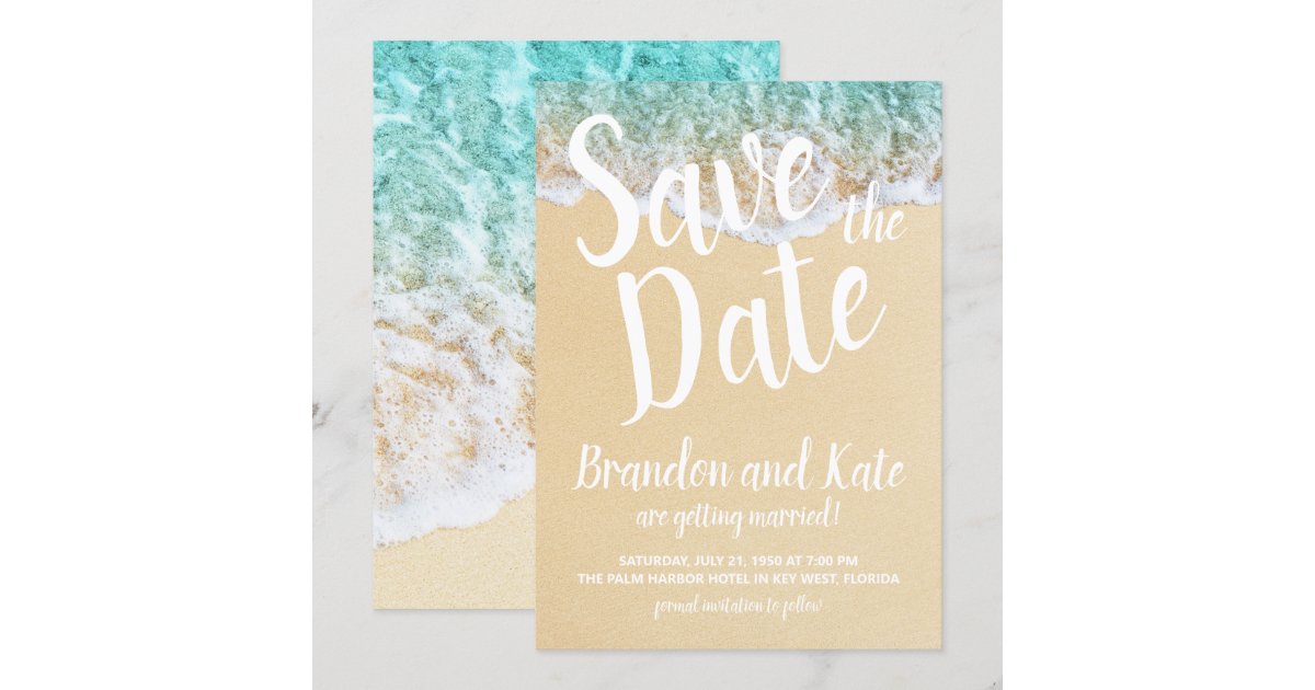 Beach Waves and Sand Save the Date Invitation | Zazzle